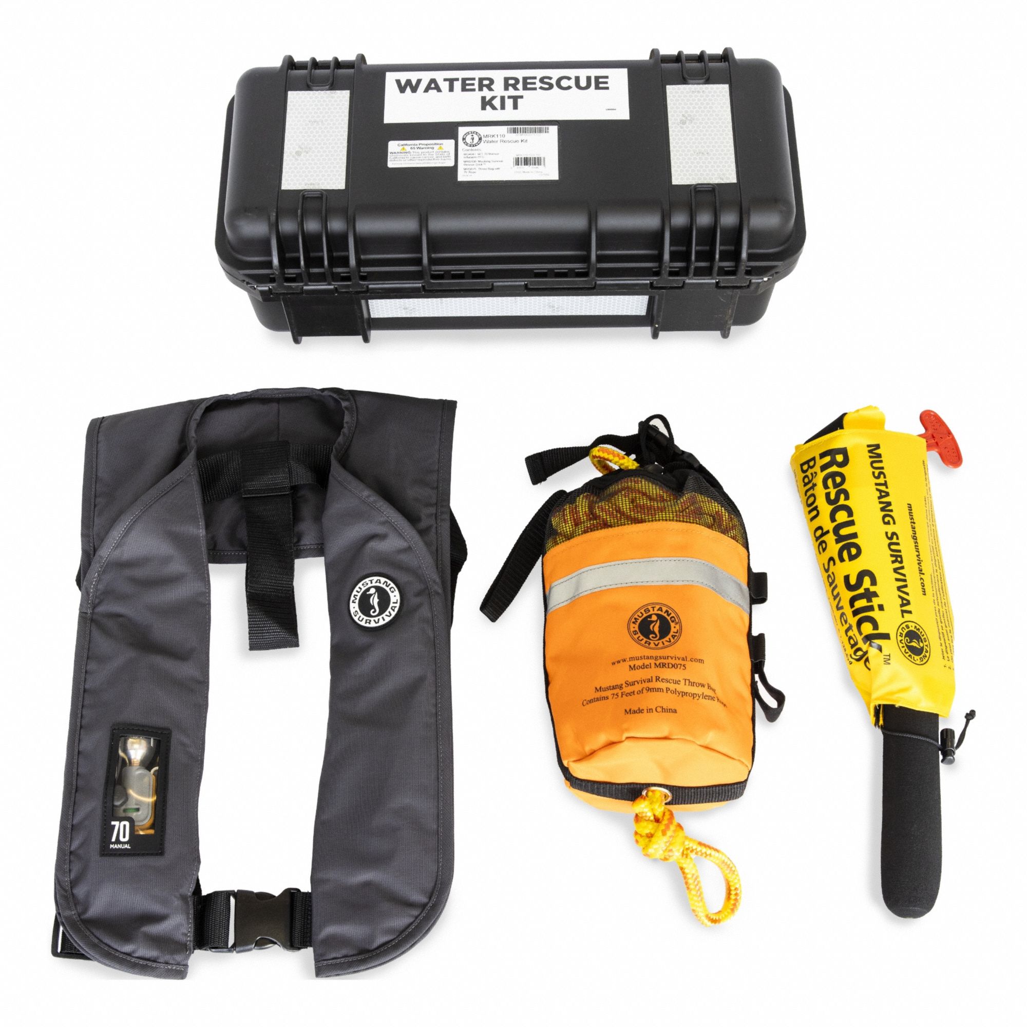 MUSTANG SURVIVAL, 35 lb Buoyancy, Water Rescue Kit, Water Rescue Kit ...