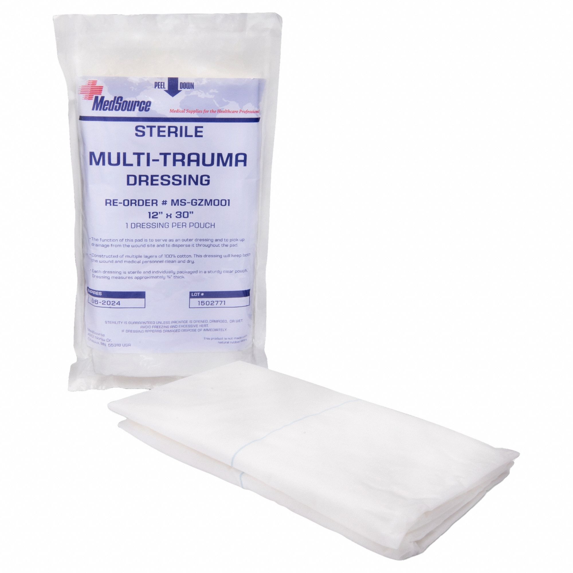 MEDSOURCE, 30 in Dressing Lg, 12 in Dressing Wd, Multi-Trauma Dressing ...