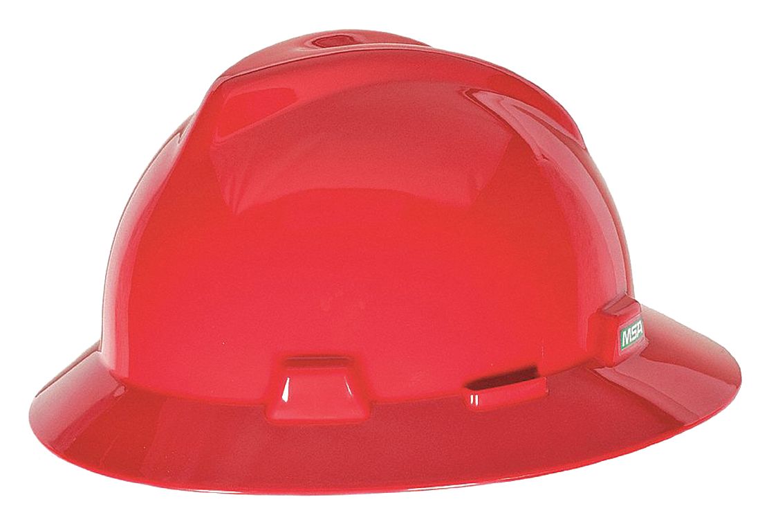 MSA SLOTTED CAP, CSA, TYPE 1, CLASS E, PE, 4-PT RATCHET, FRONT BRIM ...