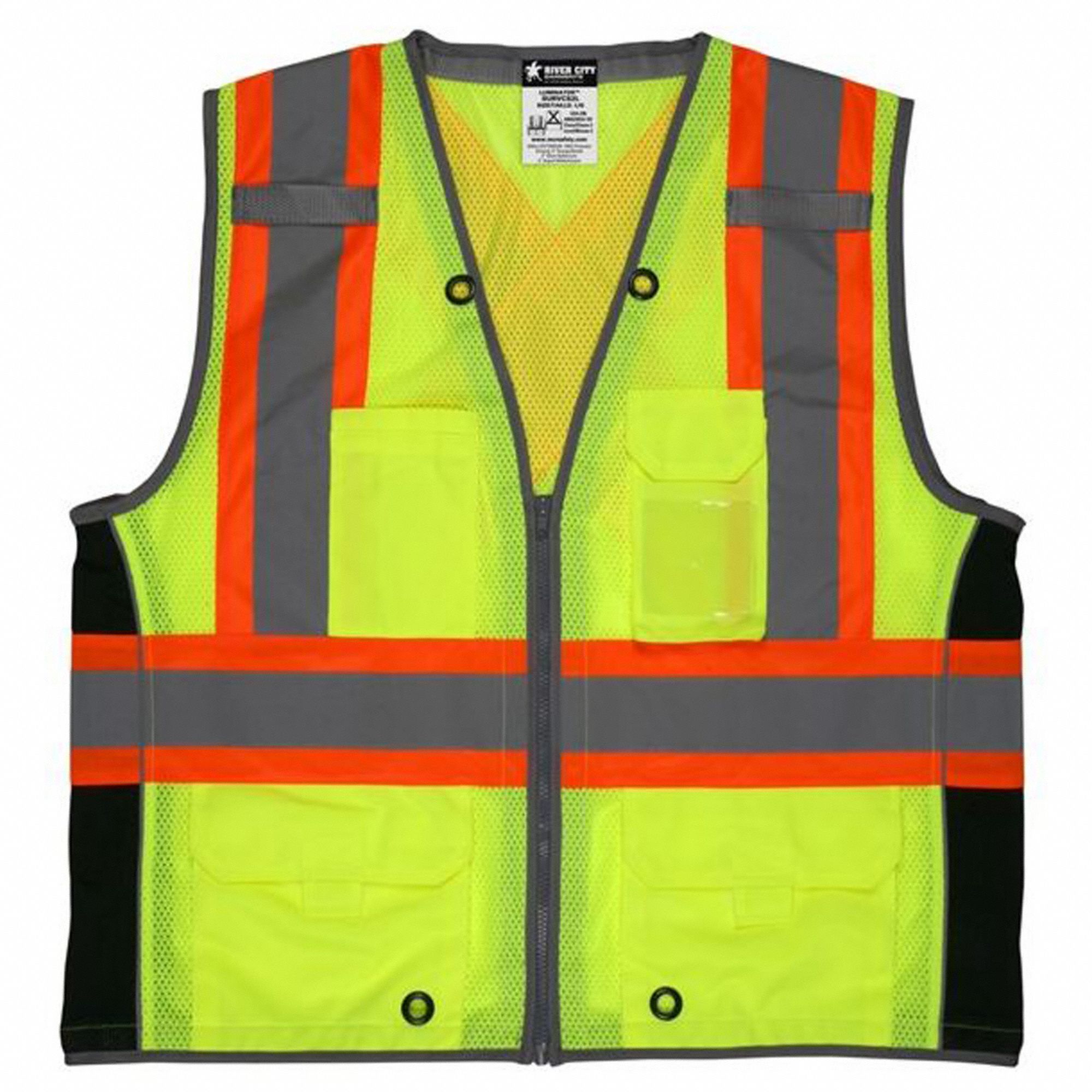 MCR SAFETY UNISEX SURVEYOR VEST, 4XL, YELLOW/GREEN, POLYESTER - High ...