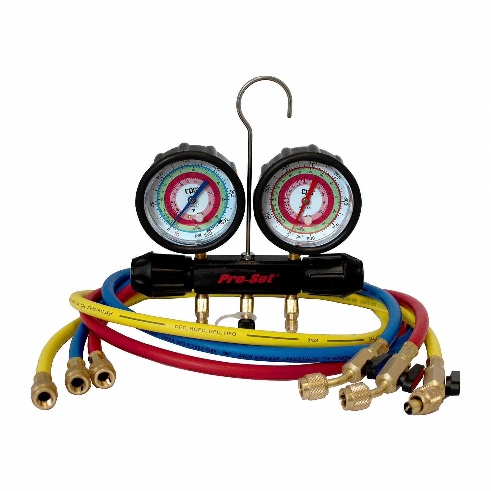 PRO-SET, 2 Valves, 3 Hoses, Refrigerant Manifold Set - 844G81|MT2A7P5E ...