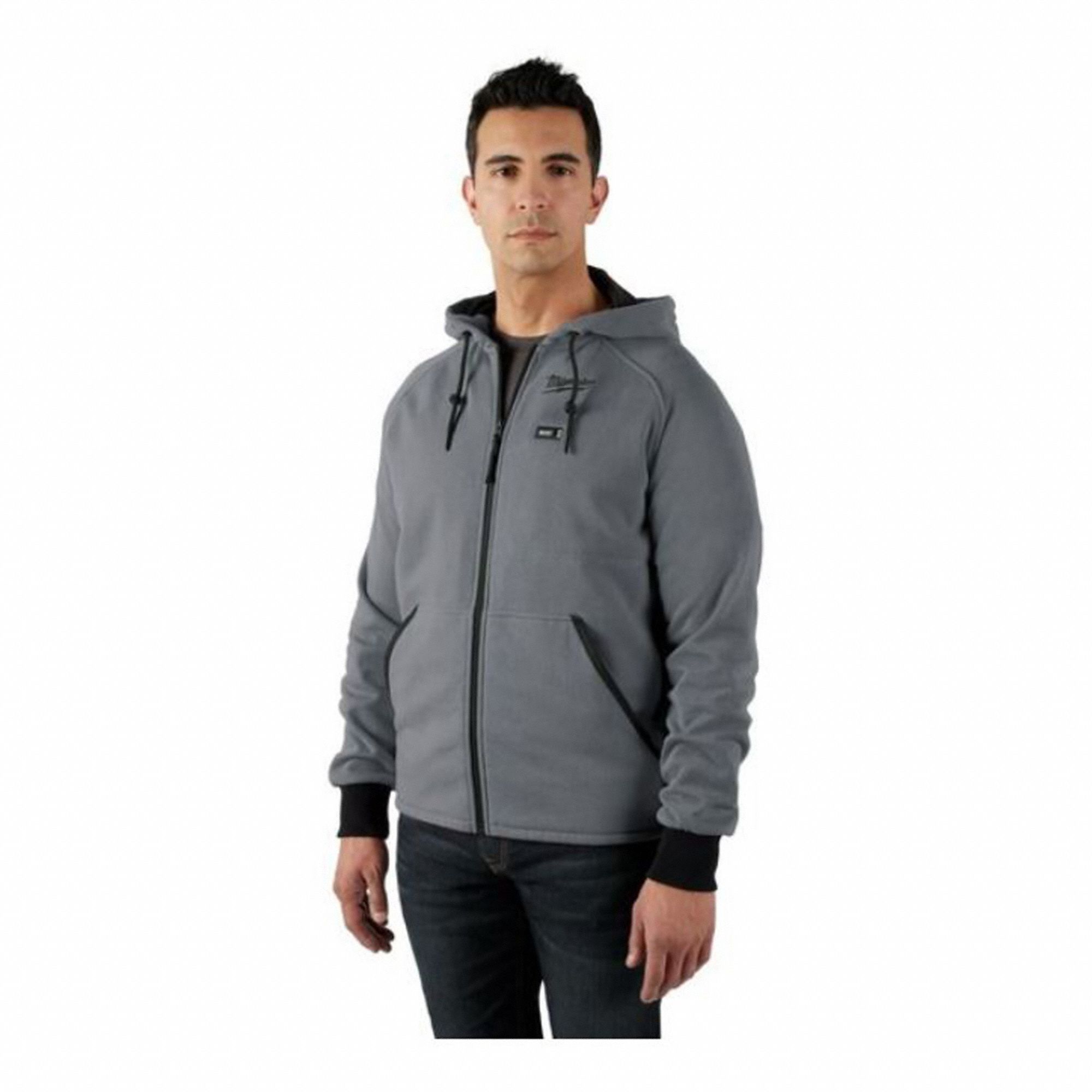 MILWAUKEE MEN'S HEATED JACKET, GREY, SIZE 3XL, ATTACHED HOOD, COTTON ...