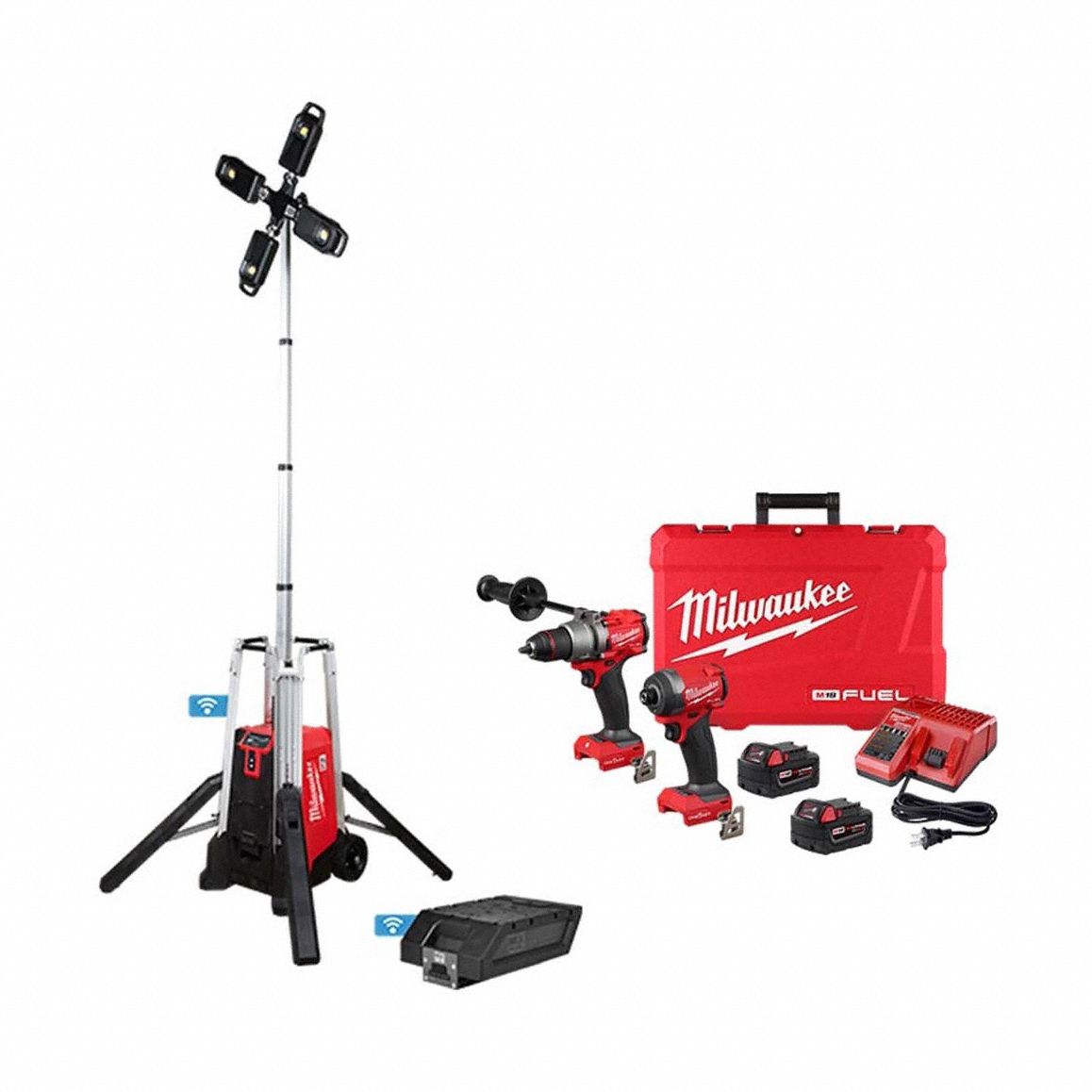 MILWAUKEE TOOL & EQUIPMENT, 3 Tools, Hammer Drill/Impact Driver/Work ...