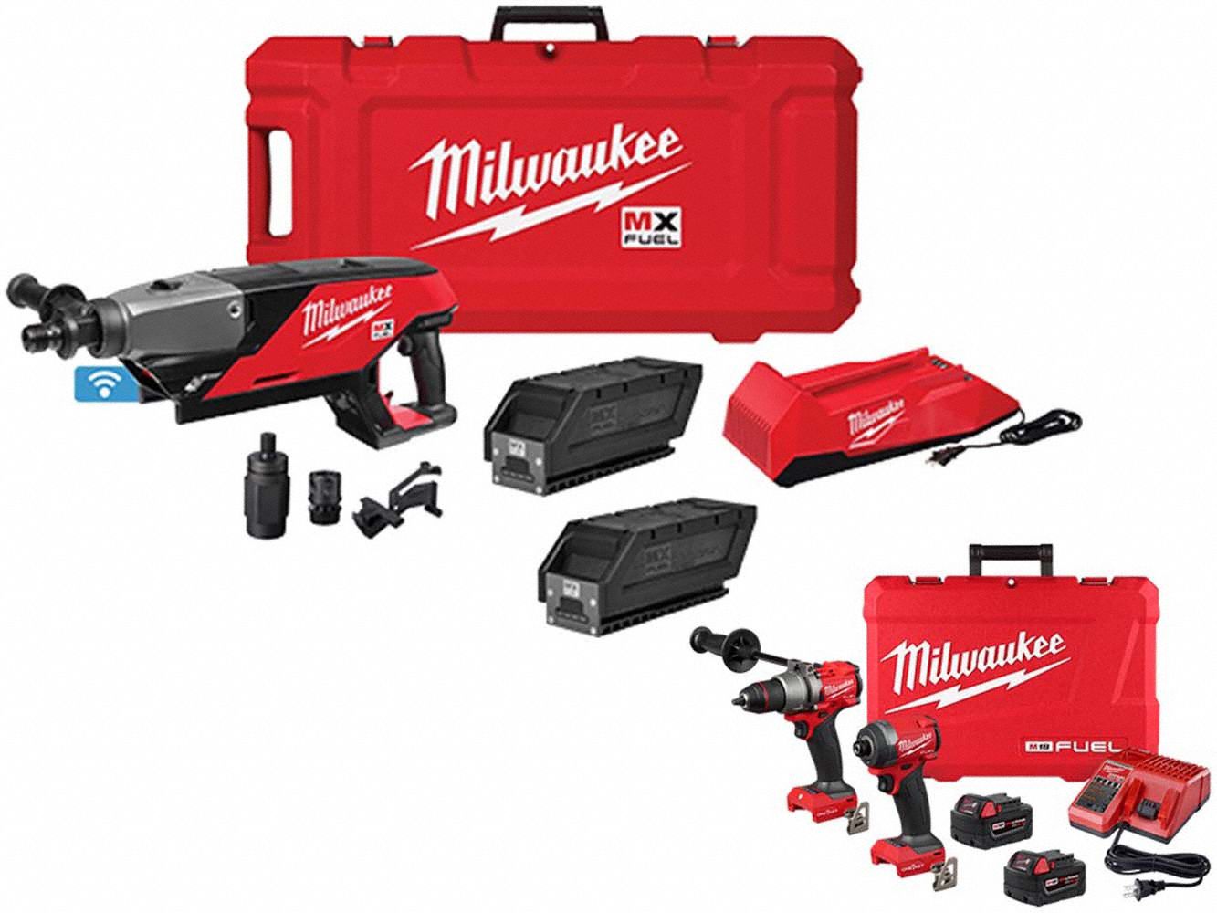 MILWAUKEE TOOL & EQUIPMENT, 3 Tools, Core Drill/Hammer Drill/Impact ...