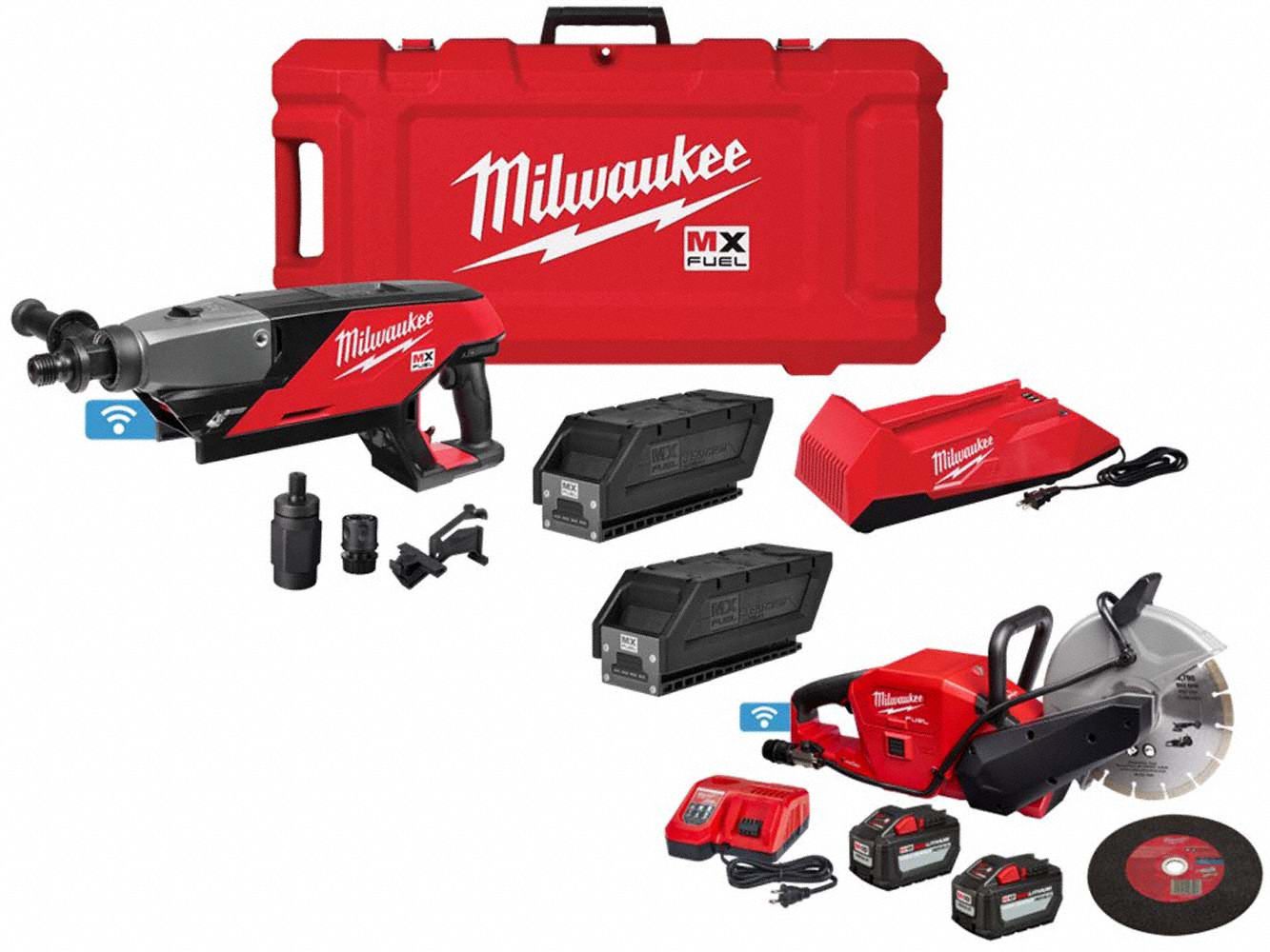 MILWAUKEE, 2 Tools, Concrete Saw/Core Drill, Tool Combination Kit ...