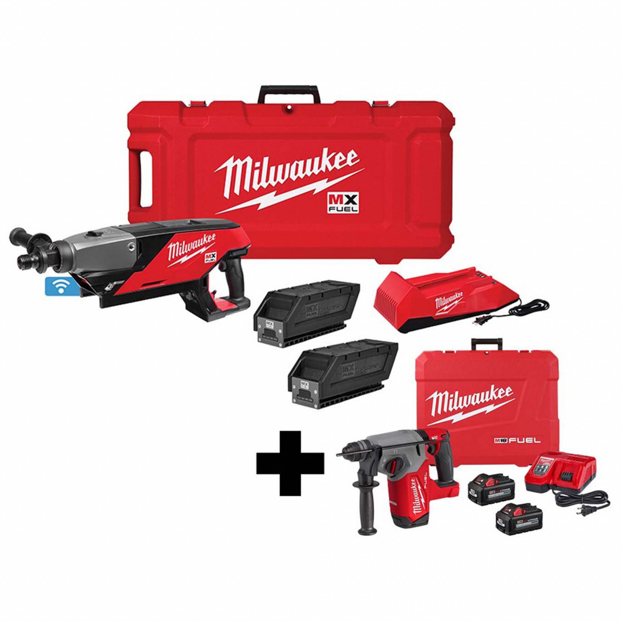 MILWAUKEE, 2 Tools, Core Drill/Rotary Hammer, Core Drill Kit - 385XK1 ...