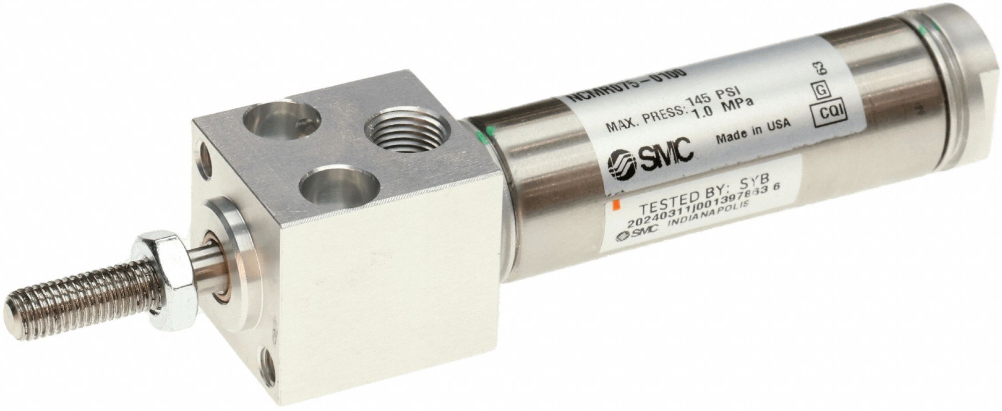 SMC, 3/4 in Bore, 3 in Stroke, Round Body Cylinder - 826FZ4|NCMR075 ...