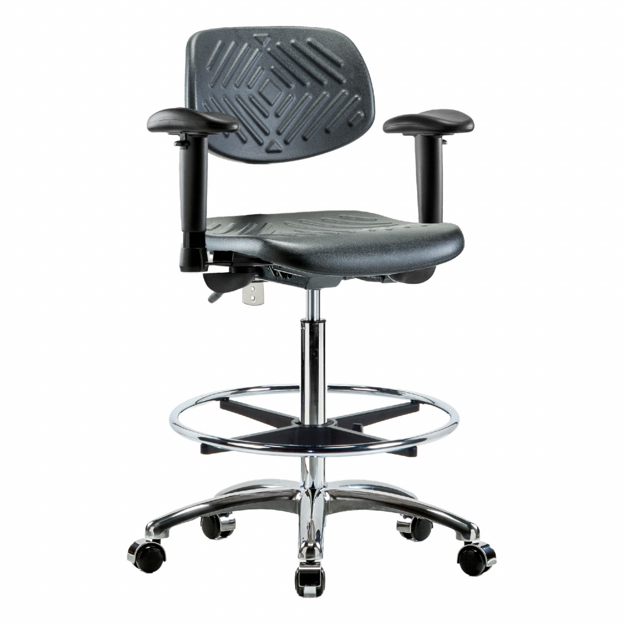 Polyurethane, Arms Included, Cleanroom Task Chair - 358L41|BR-NCR-PHBCH ...