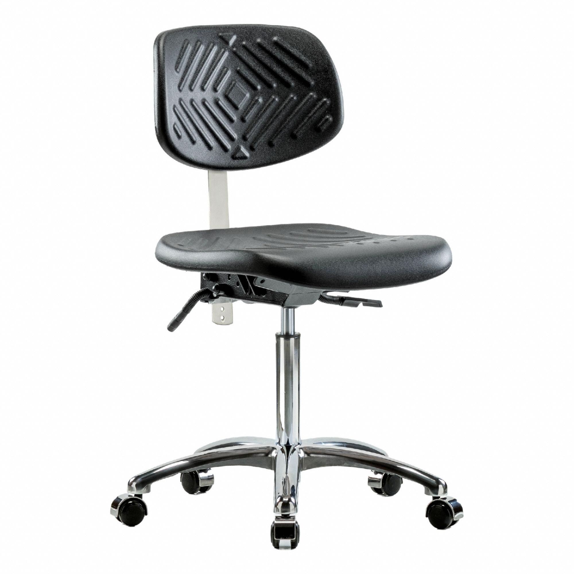 Polyurethane, Armless, Cleanroom Task Chair - 358L25|BR-NCR-PMBCH-CR-T1-A0-NF-CC-BLK - Grainger