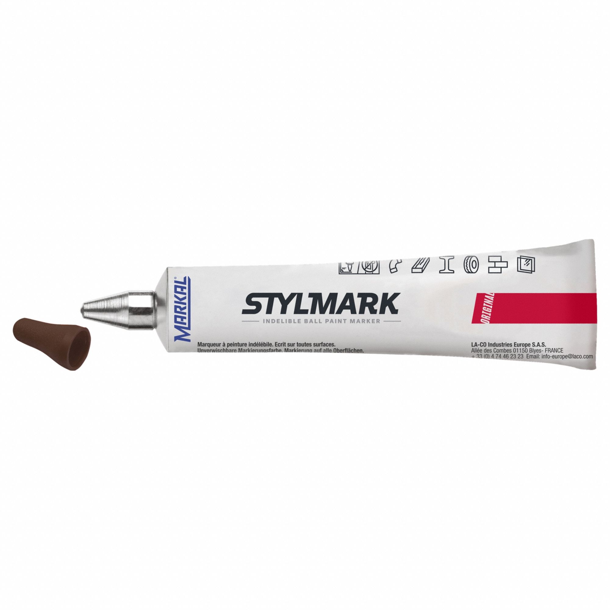 MARKAL, 3/16 in Tip Wd, Steel Roller Ball, Liquid Paint Markers ...