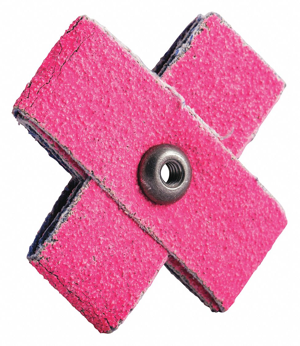 MERIT CROSS PAD, GRIT 60, COATED, PINK, 2 X 2 X 3/4 IN, THREAD 8 MM ...