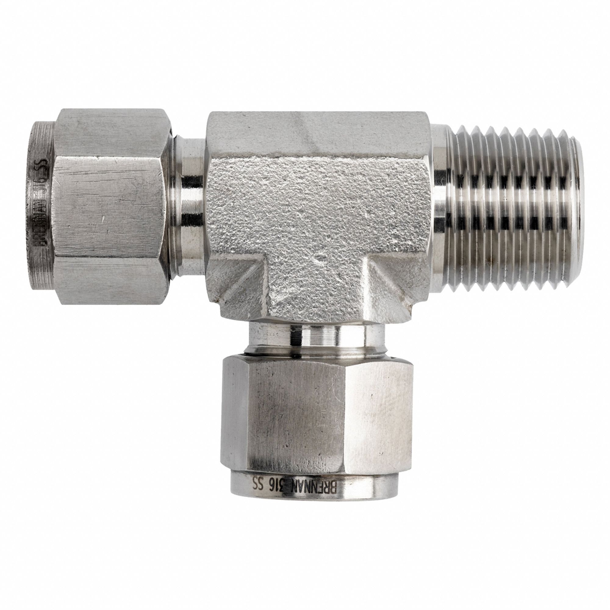 BRENNAN INDUSTRIES, Compression x MNPT x Compression, Single Ferrule ...