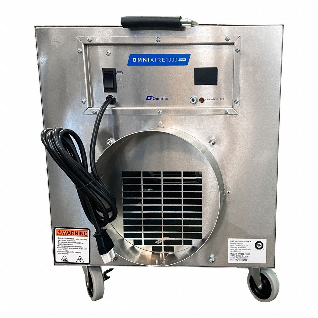 OMNITEC DESIGN INC. NEGATIVE AIR MACHINE,SILVER,23 IN H - Negative Air ...