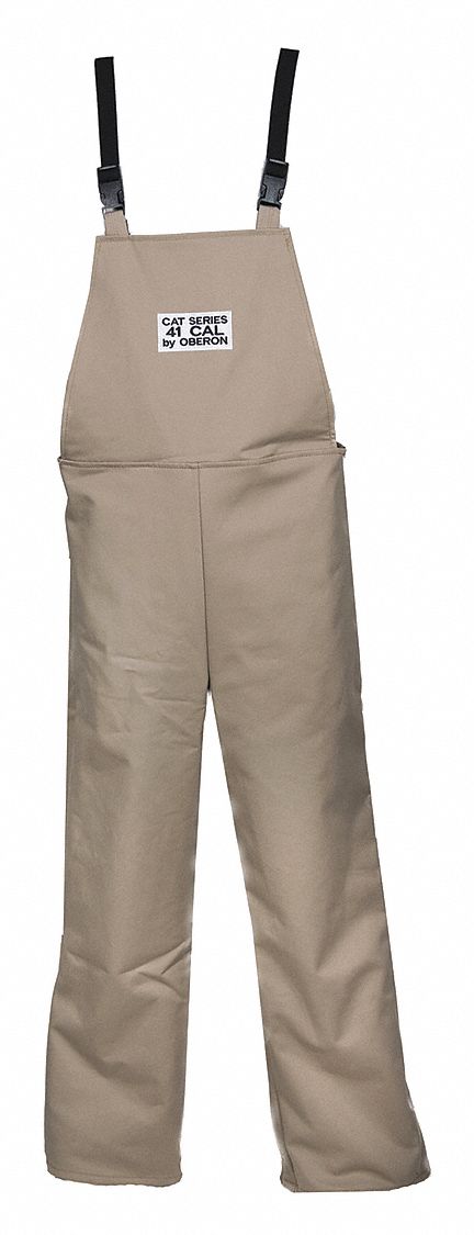 OBERON BIB OVERALLS,SZ 2XL,KHAKI - Arc Flash & Flame-Resistant Overalls ...