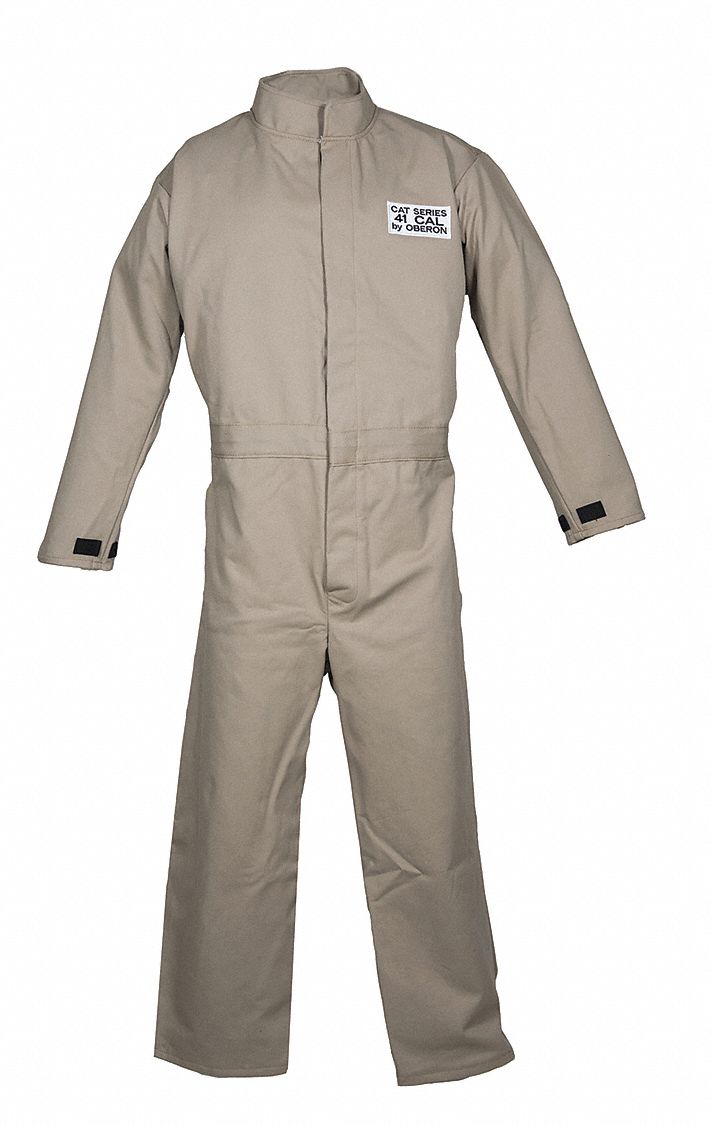 OBERON FLAME-RETARDANT COVERALLS, 3XL, FITS 54 IN WAIST, KHAKI, ARC ...