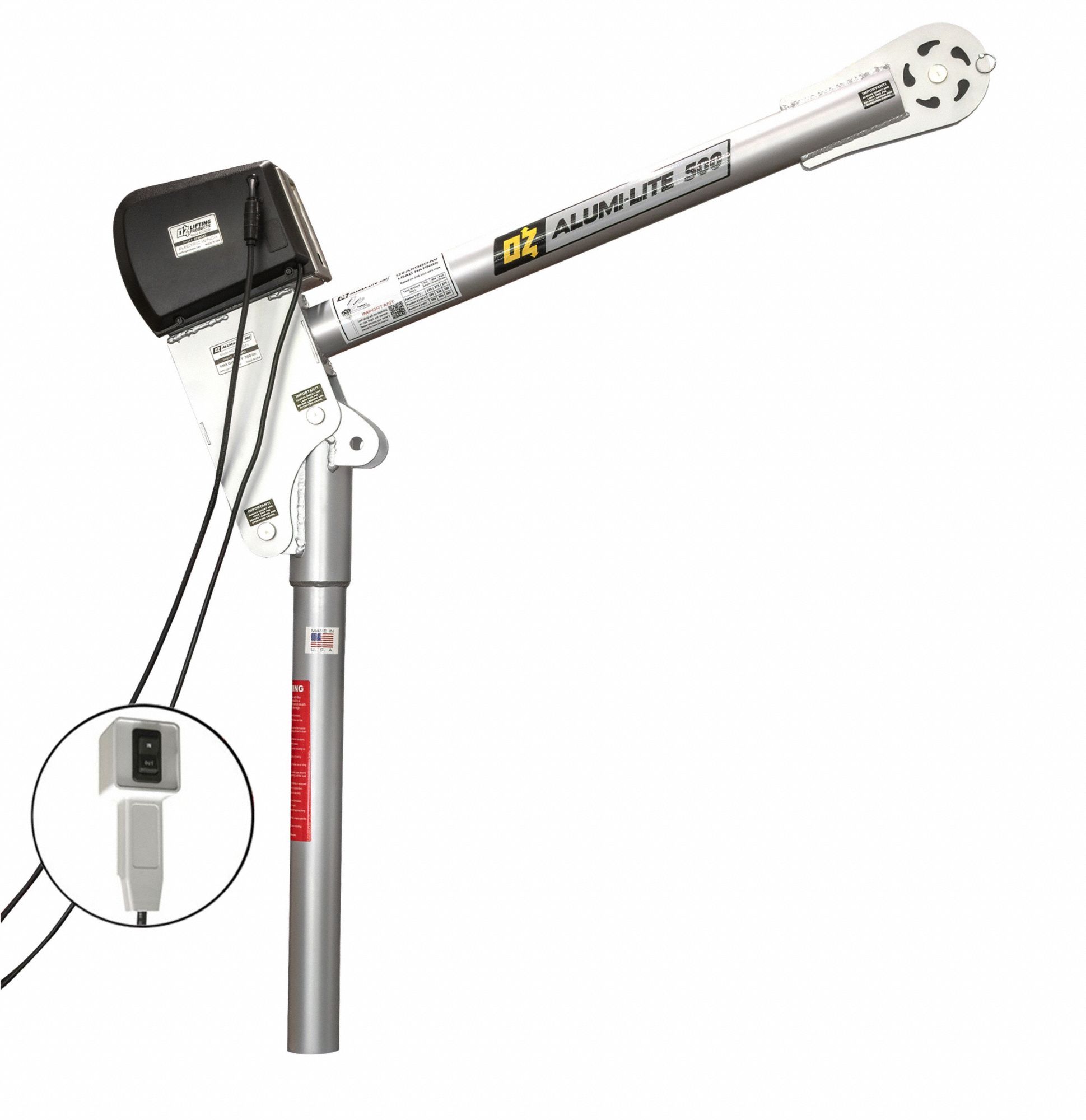 OZ LIFTING PRODUCTS, Aluminum, Electric, Davit Crane - 807EZ6|OZA500DAV ...