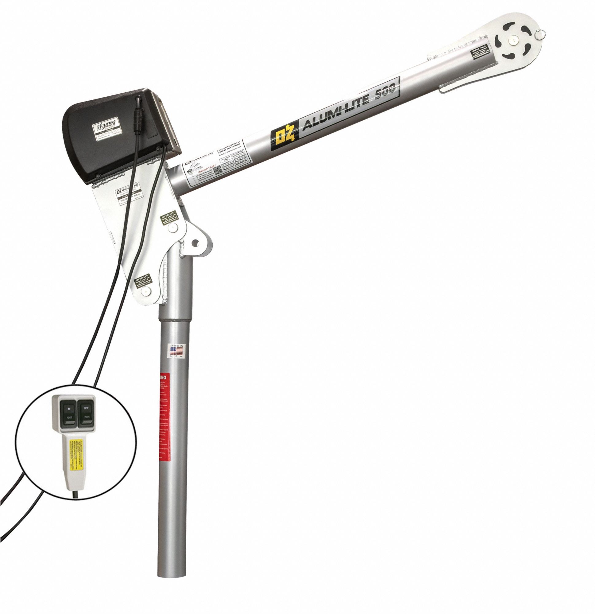 OZ LIFTING PRODUCTS, Aluminum, Electric, Davit Crane - 807EZ7|OZA500DAV ...