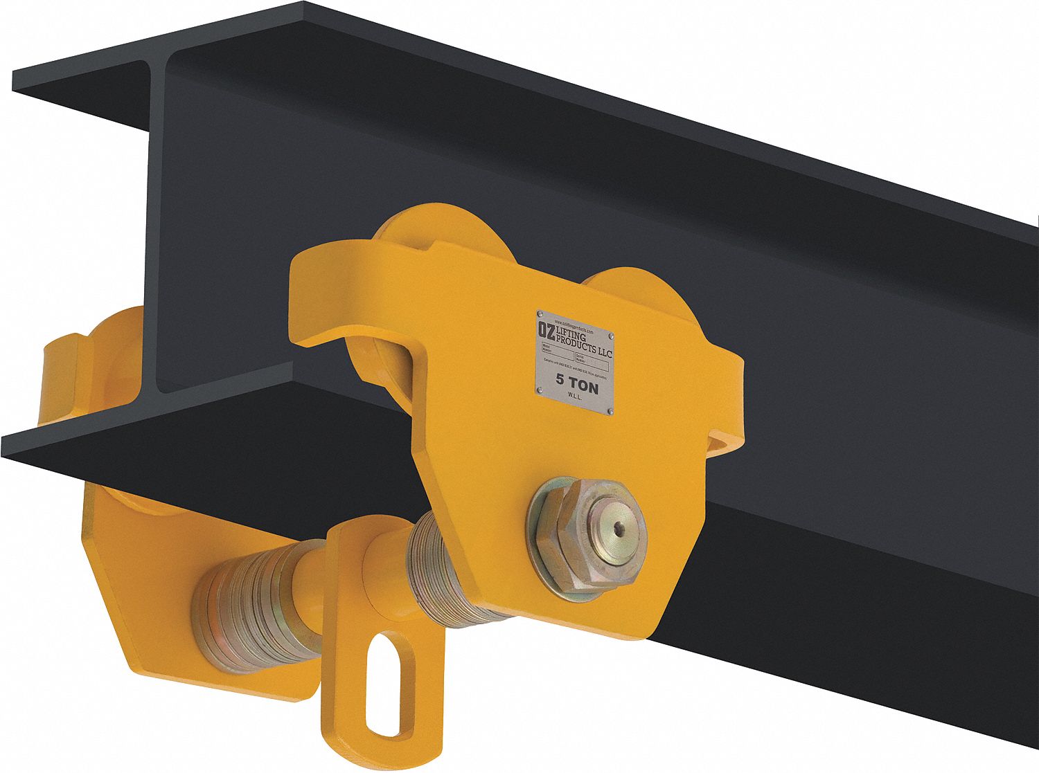 OZ LIFTING PRODUCTS PUSH TROLLEY, LD CAP 1000 LB, 2 33/64 TO 12 IN ...