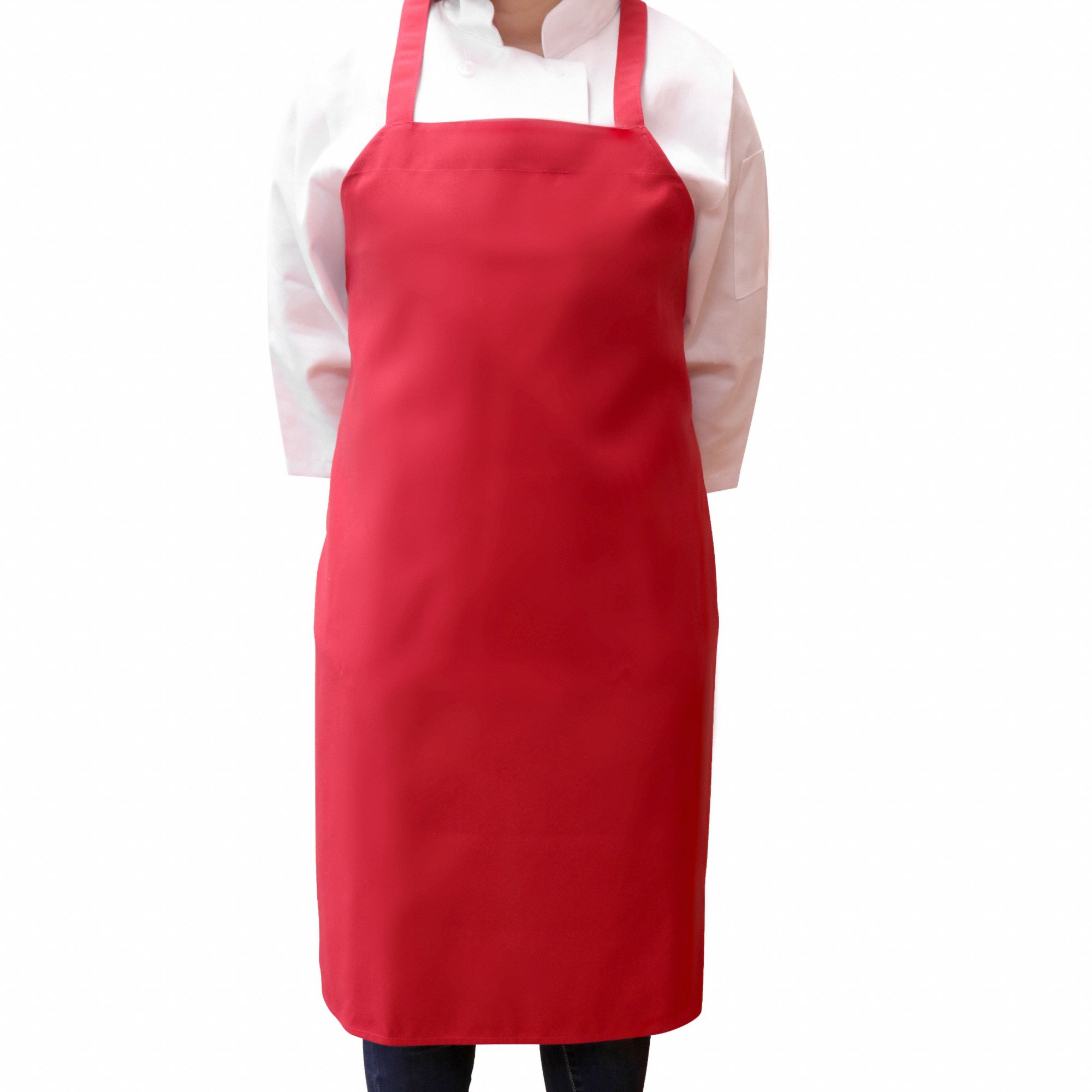 MONARCH, Red, 33 in Overall Lg, Bib Apron - 813WU7|P-APRN-R-SPUN - Grainger
