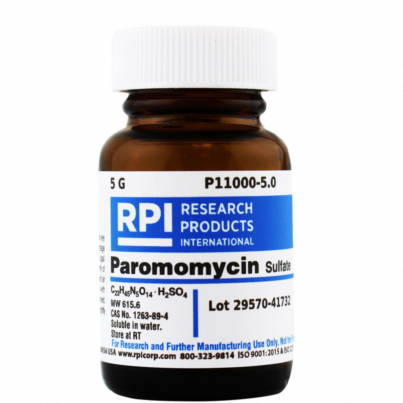 5 g, 1263-89-4, Paromomycin Sulfate - 30TZ83|P11000-5.0 - Grainger
