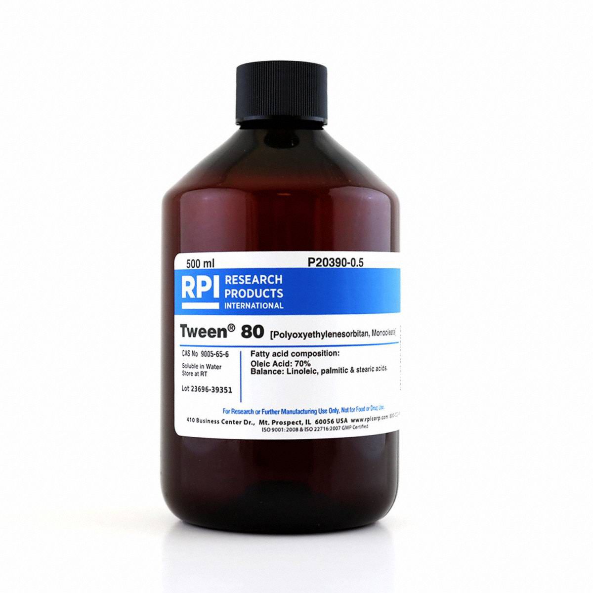 Lab, 500 mL, Tween 80 - Polyoxyethylenesorbitan, Monolaurate - 31GC80 ...
