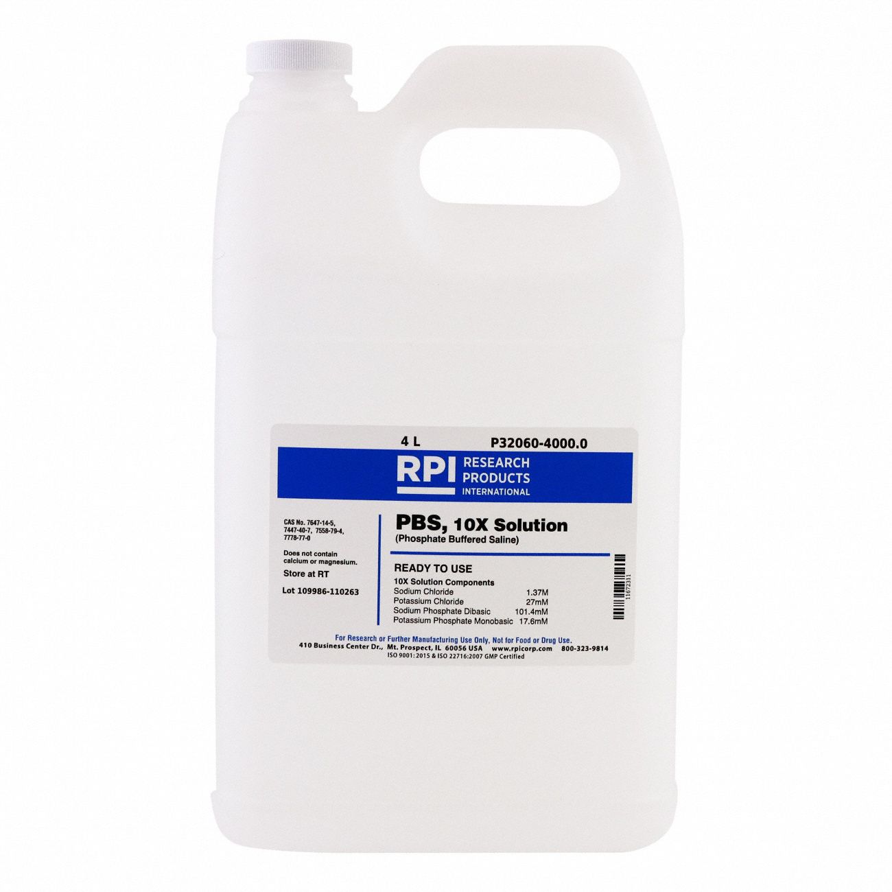 P32060 4 L Chemical Container Size PBS 10x Solution 30TZ94 P32060