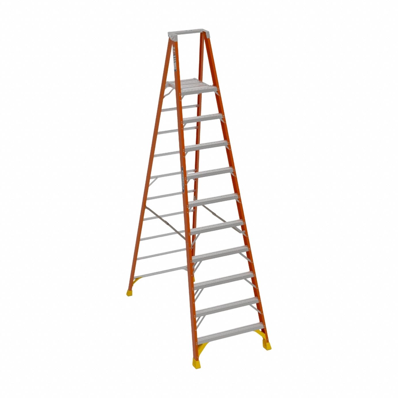WERNER, 10 ft Ladder Size, Fiberglass, Platform Stepladder - 3AZY5 ...