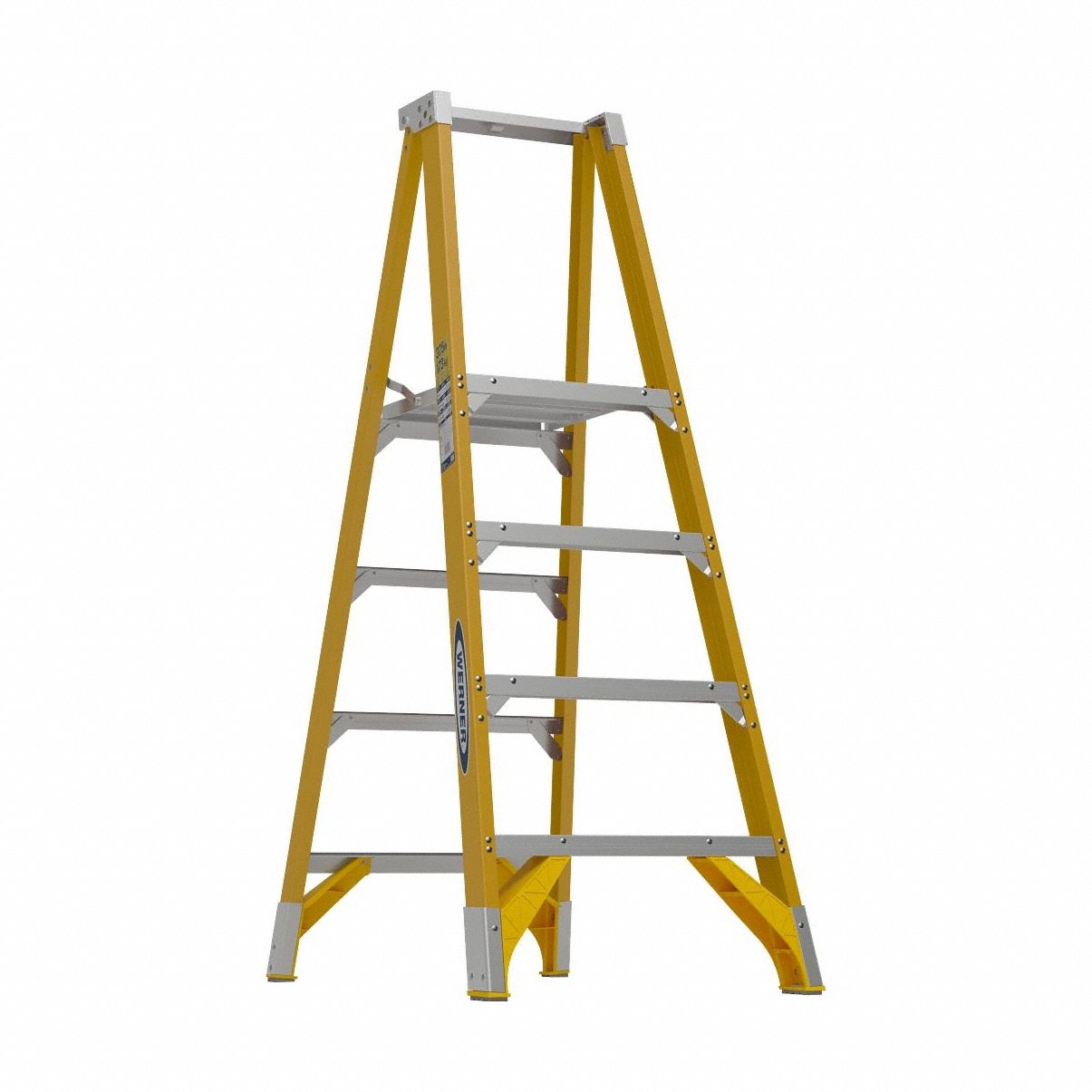 WERNER, 4 ft Ladder Size, Fiberglass, Platform Stepladder - 6W679|P7404 ...