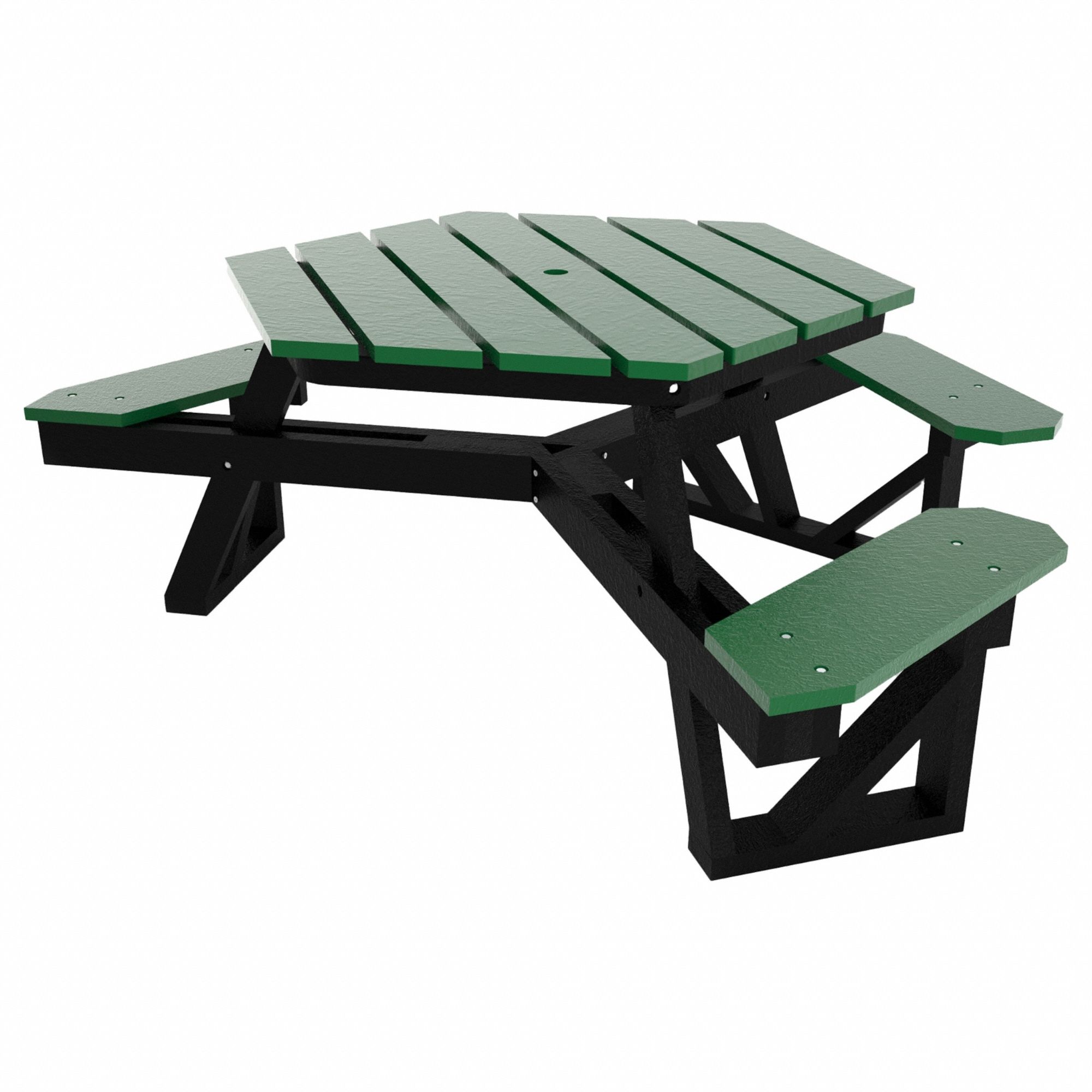 ULTRASITE, Vandal Resistant Resinwood, Green, ADA Hexagonal Picnic ...