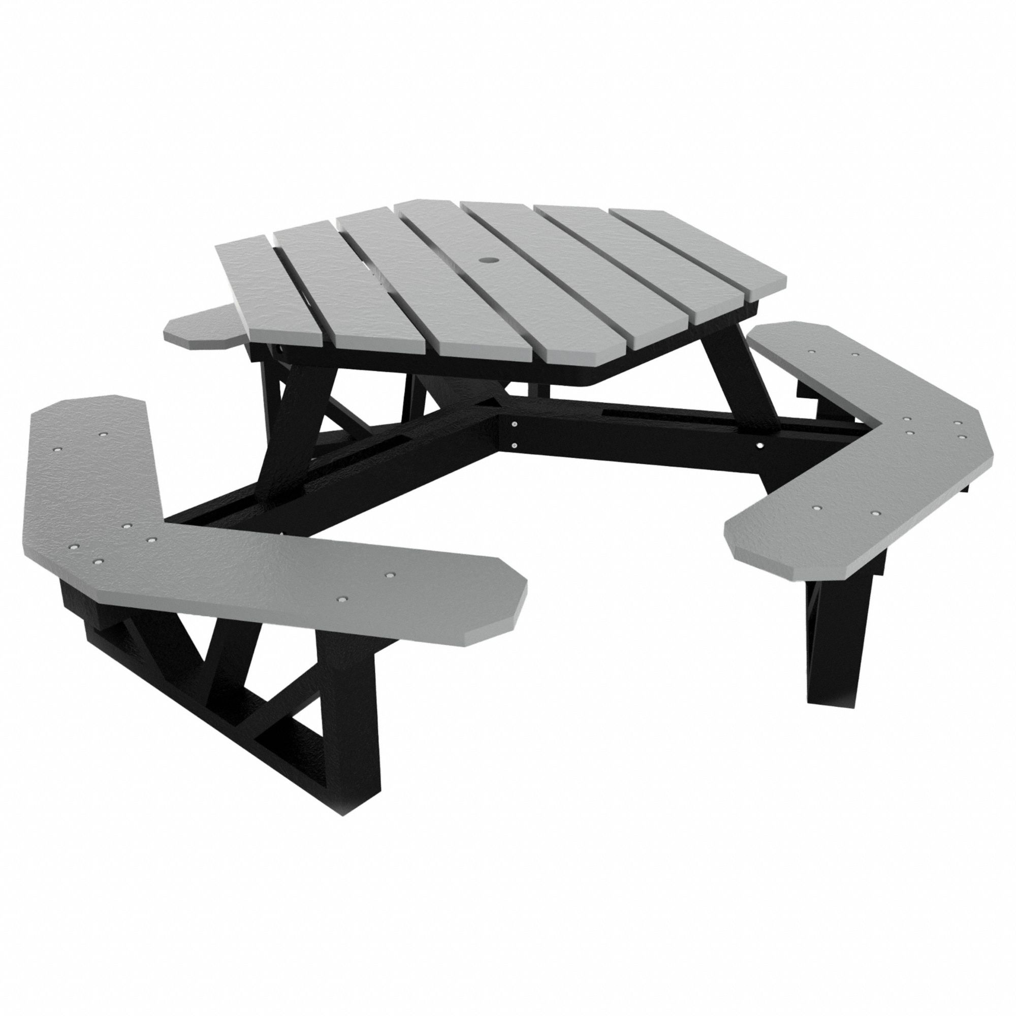 ULTRASITE, Vandal Resistant Resinwood, Gray, Hexagonal Picnic Table ...