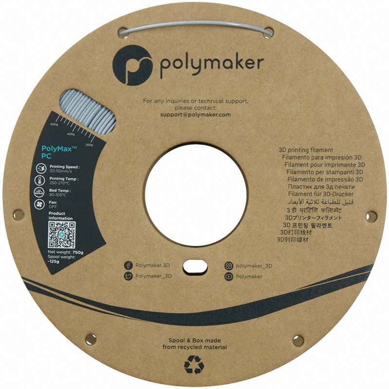 POLYMAKER, PolyMax, PC, 3D Printing Filament - 846W56|PC02005 - Grainger