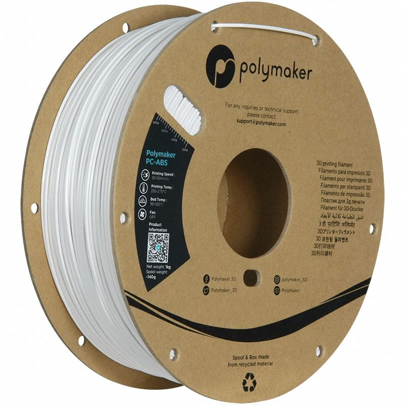 POLYMAKER, PC/ABS, 1.75 mm, 3D Printing Filament - 846W62|PC04002 - Grainger