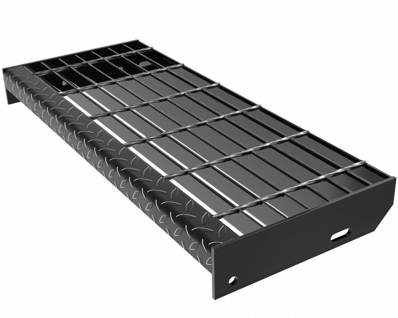 Smooth, Black Painted, Carbon Steel Stair Tread - 812J36|J21-B-TC8X30 ...