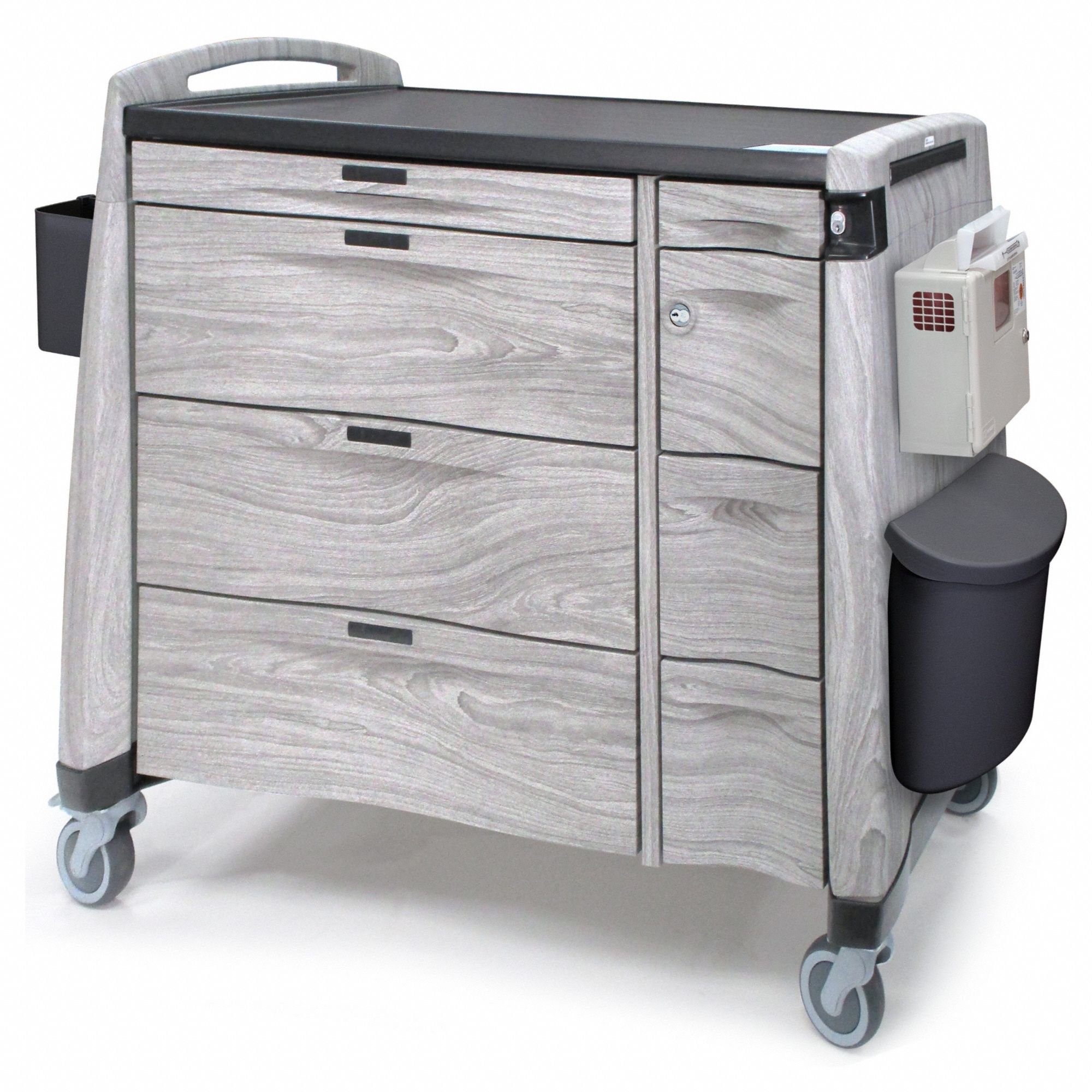 CAPSA HEALTHCARE, Polymer, (1) Swivel with Brake/(3) Swivel, Medication ...