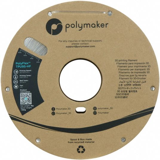 POLYMAKER, PolyFlex, TPU, 3D Printing Filament - 846W87|PD03003 - Grainger