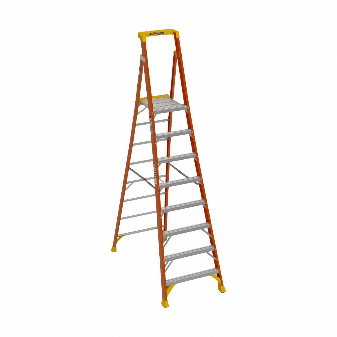 WERNER, 10 ft Ladder Size, Fiberglass, Podium Stepladder - 45ED67 ...