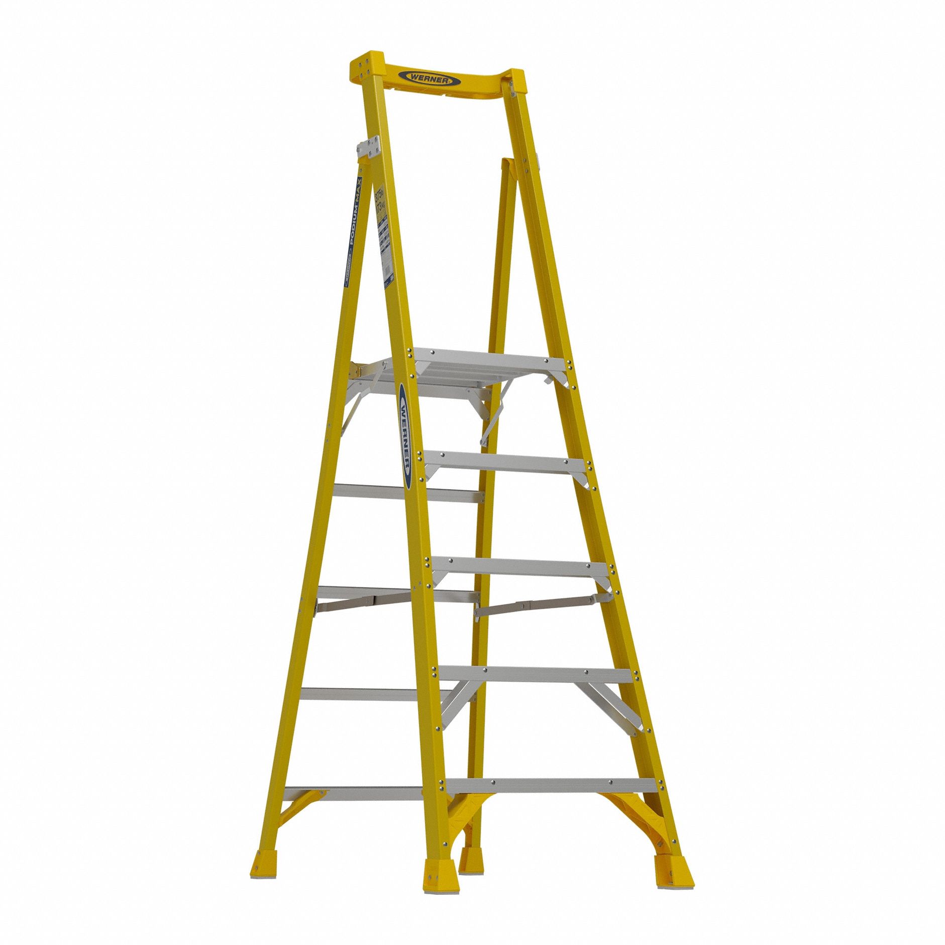 WERNER, 5 ft Ladder Size, Fiberglass, Platform Stepladder - 824VX8 ...