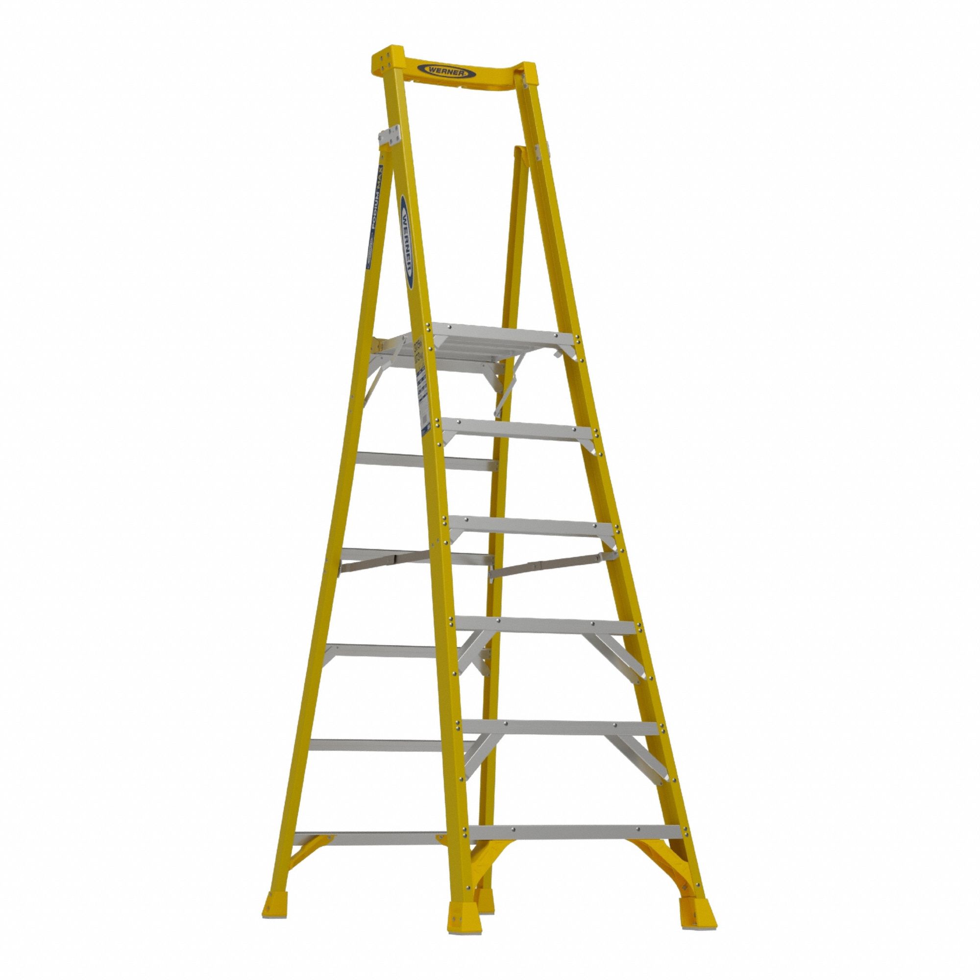 WERNER, 8 ft Ladder Size, Fiberglass, Podium Stepladder - 36FX52|PD7306 ...