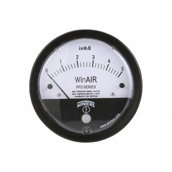 WINTERS, Single-Side, 1/8 in NPTF Female, Differential Pressure Gauge ...
