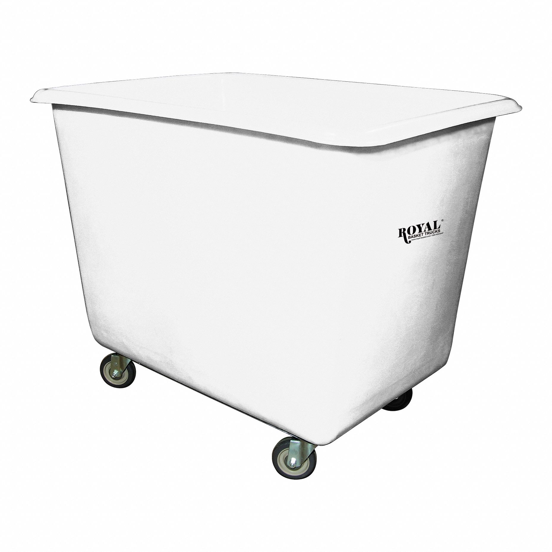 ROYAL BASKET TRUCKS, White, (2) Rigid/(2) Swivel, Poly Truck Metal Base ...