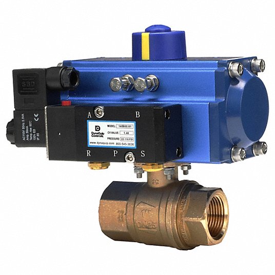 DYNAQUIP CONTROLS, 1/2 in, Brass, Pneumatically Actuated Two-Way Ball ... DYNAQUIP CONTROLS, 1/2 in, Brass, Pneumatically Actuated Two-Way Ball ...