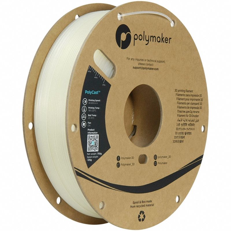 POLYMAKER, PolyCast, PVB, 3D Printing Filament - 846WD4|PJ03001 - Grainger