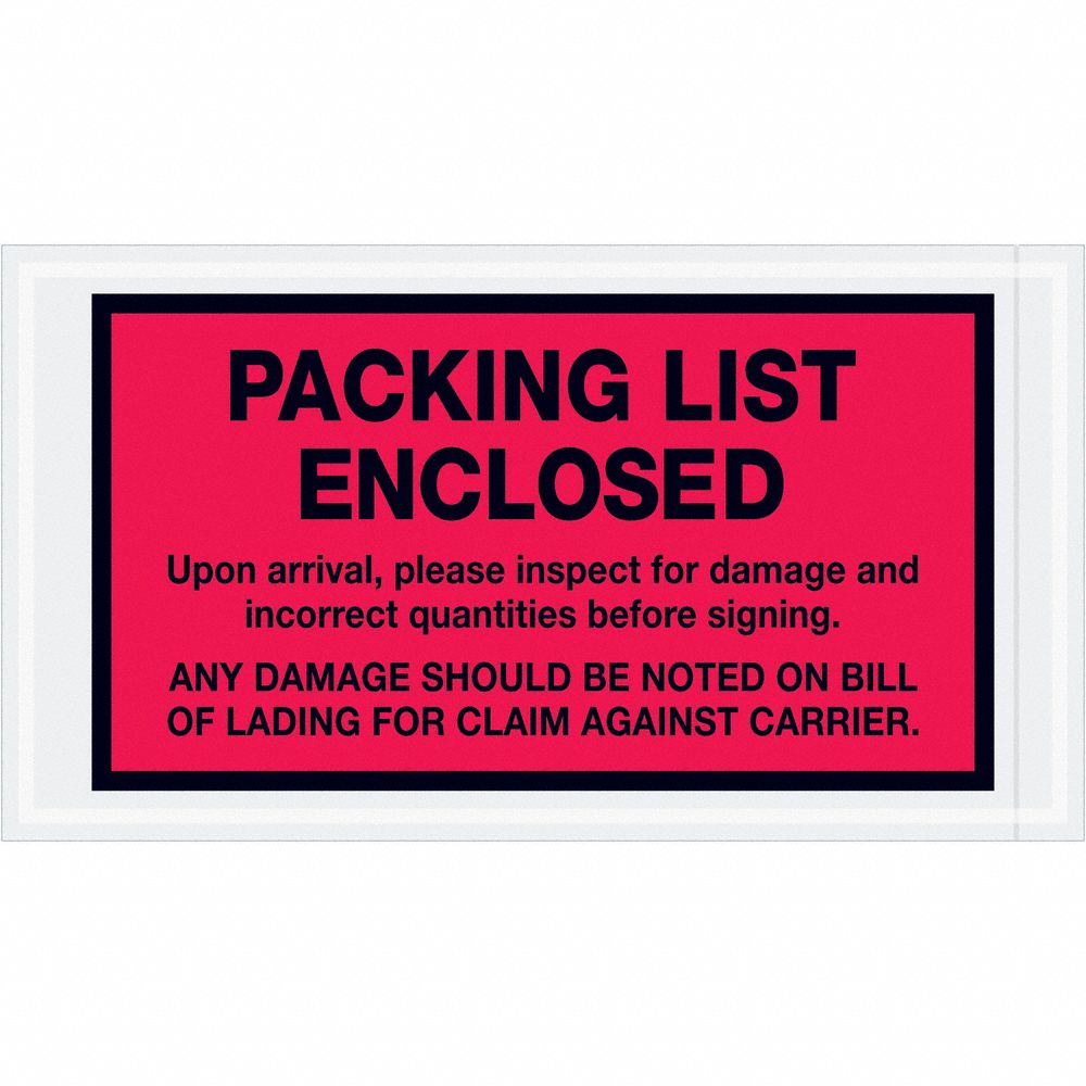 10 in x 5 1/2 in, Packing List Enclosed, Packing List Envelopes ...