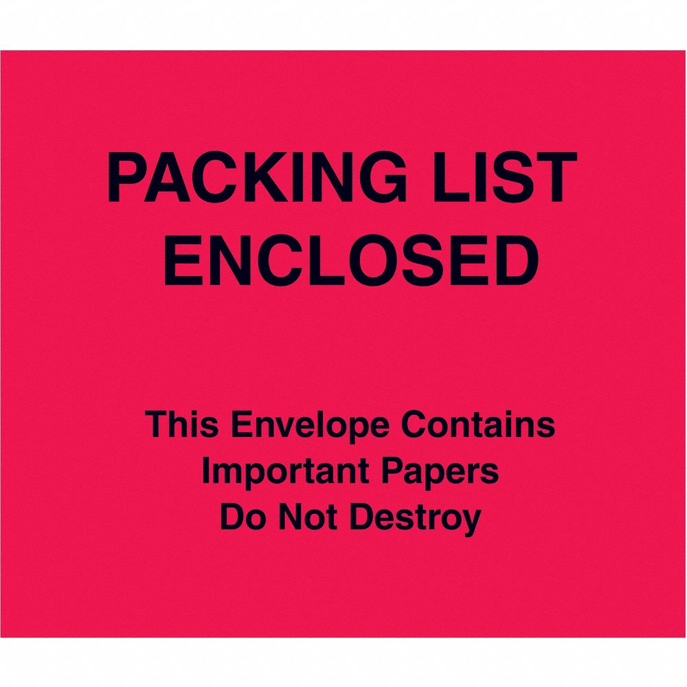 6 in x 7 in, Packing List Enclosed, Packing List Envelopes - 820FK1 ...