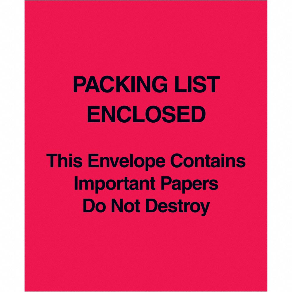 6 in x 5 in, Packing List Enclosed, Packing List Envelopes - 820FK6 ...