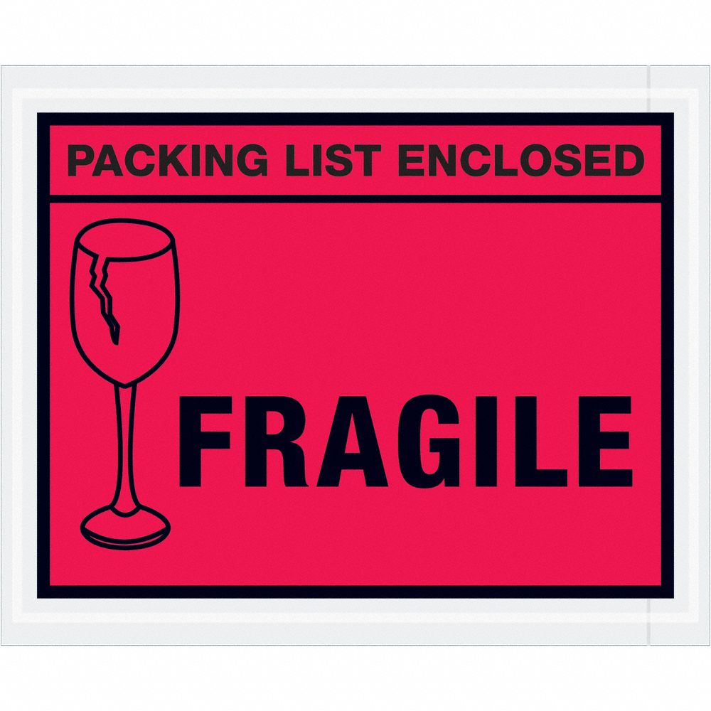 5 1/2 in x 4 1/2 in, Red, Packing List Envelopes - 820FK7|PL493 - Grainger