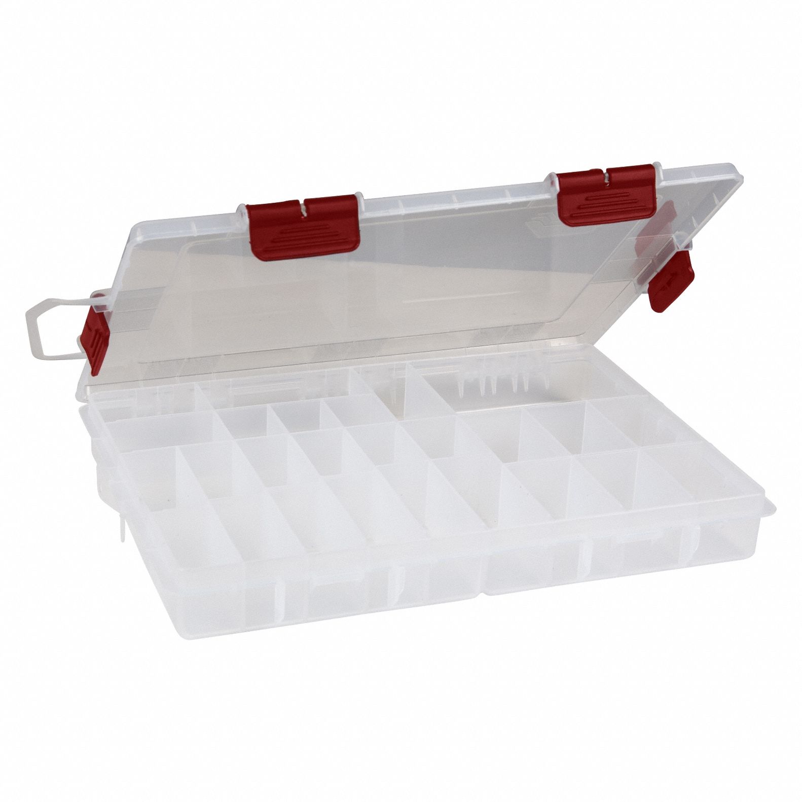 PLANO MOLDING, 12 3/8 in x 8 7/8 in x 1 1/2 in, Clear, Compartment Box ...