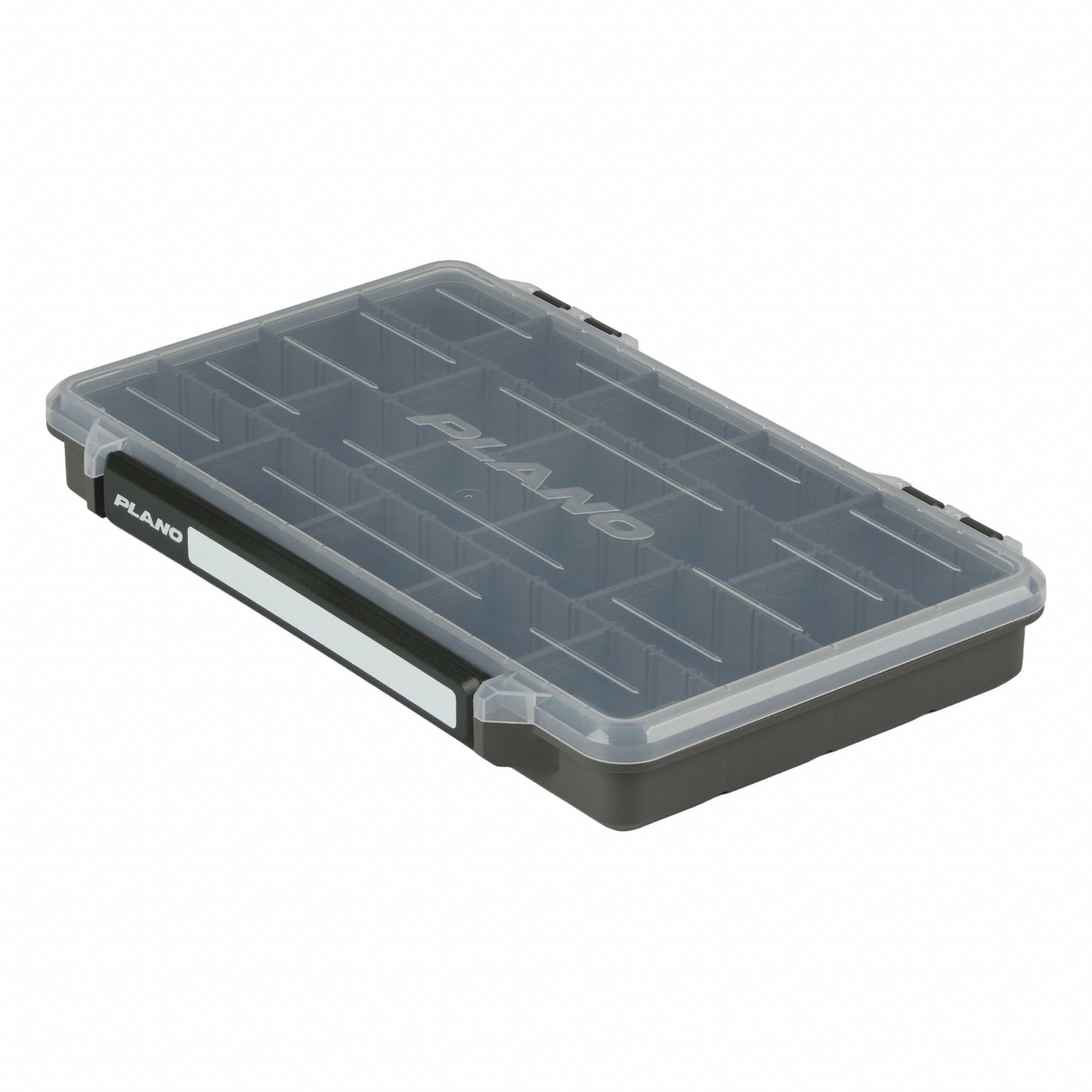 PLANO, 14 in x 7 1/4 in x 1 3/4 in, Black/Clear, Compartment Box ...