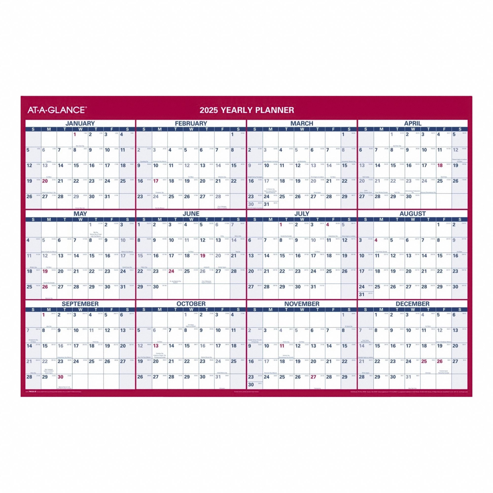 AT-A-GLANCE, 32 in Sheet Ht, 48 in Sheet Wd, Wall Calendar - 848RH1 ...