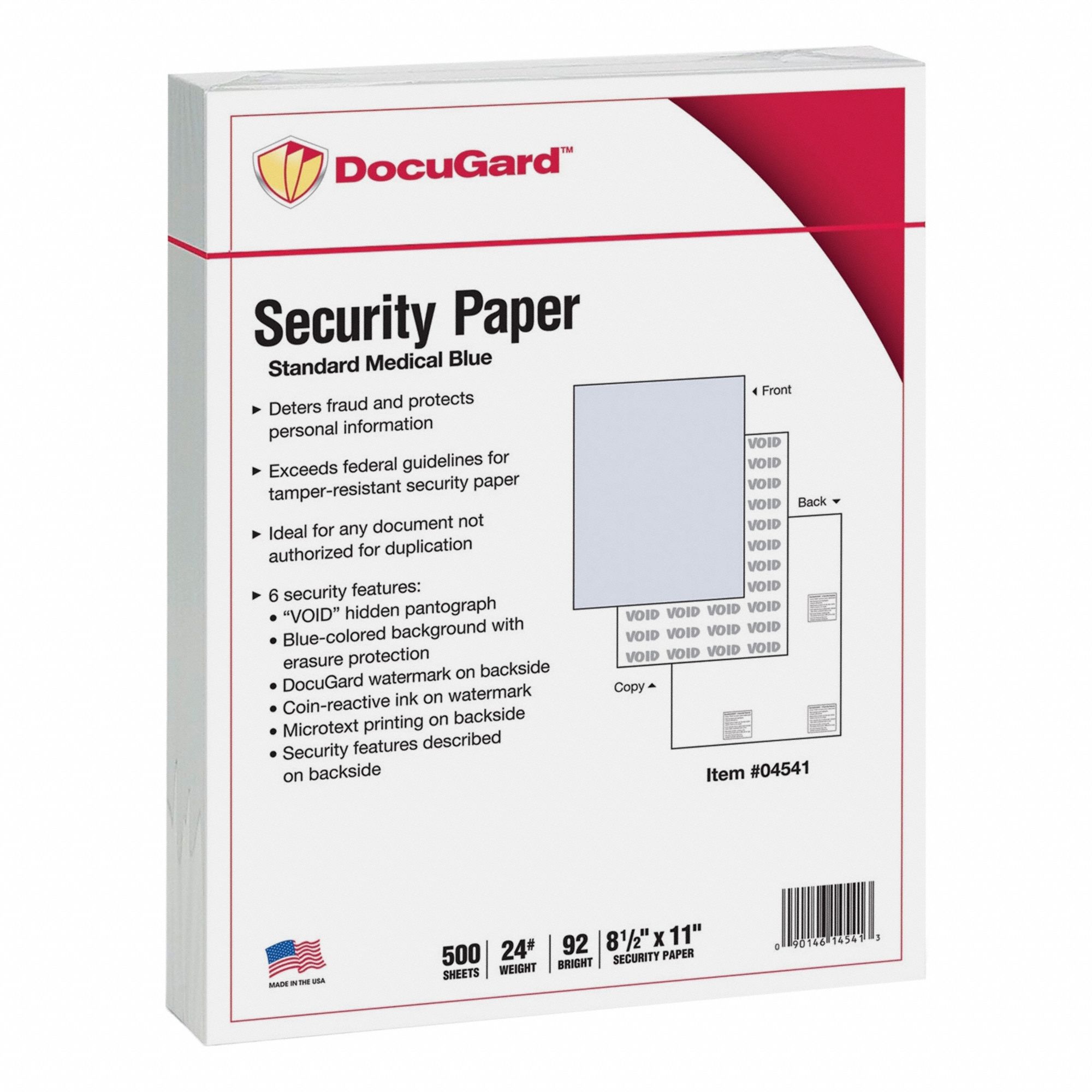DOCUGARD, 500, 8 1/2 in, Medical Security Paper - 860KD4|04541 - Grainger